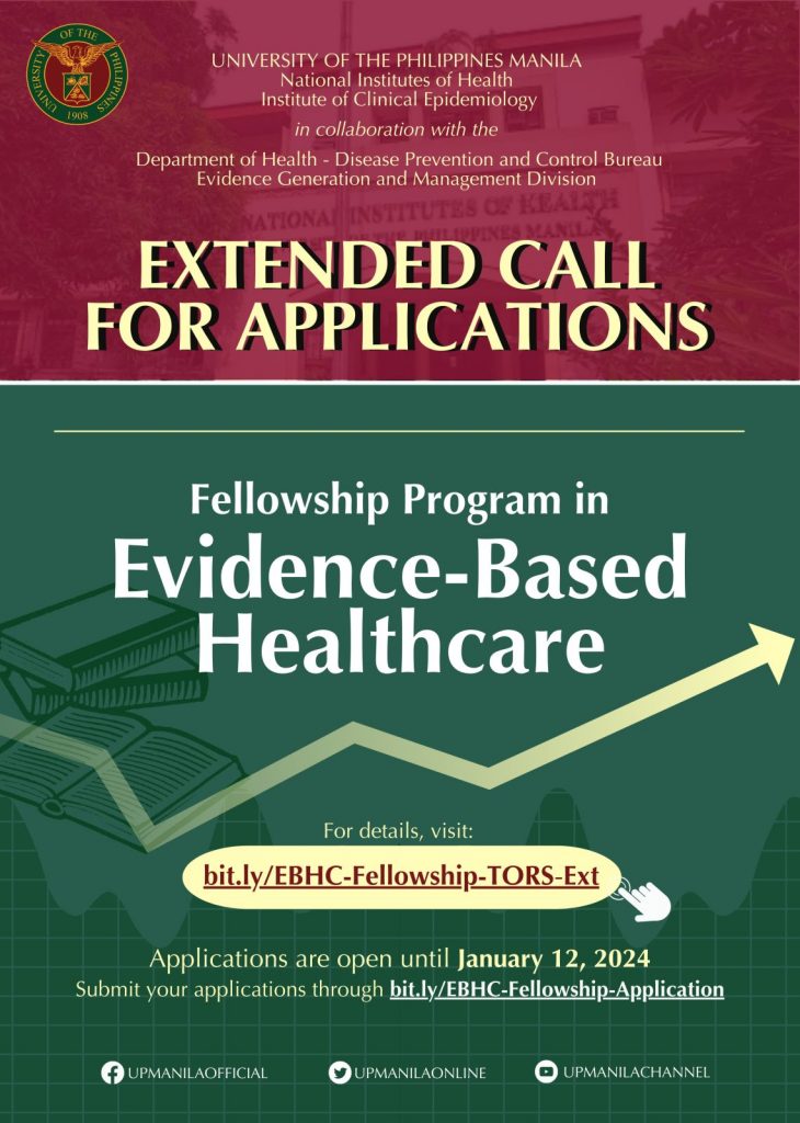 Extended Call for Applications: UPM-DOH Fellowship Program in Evidence-Based Healthcare ...