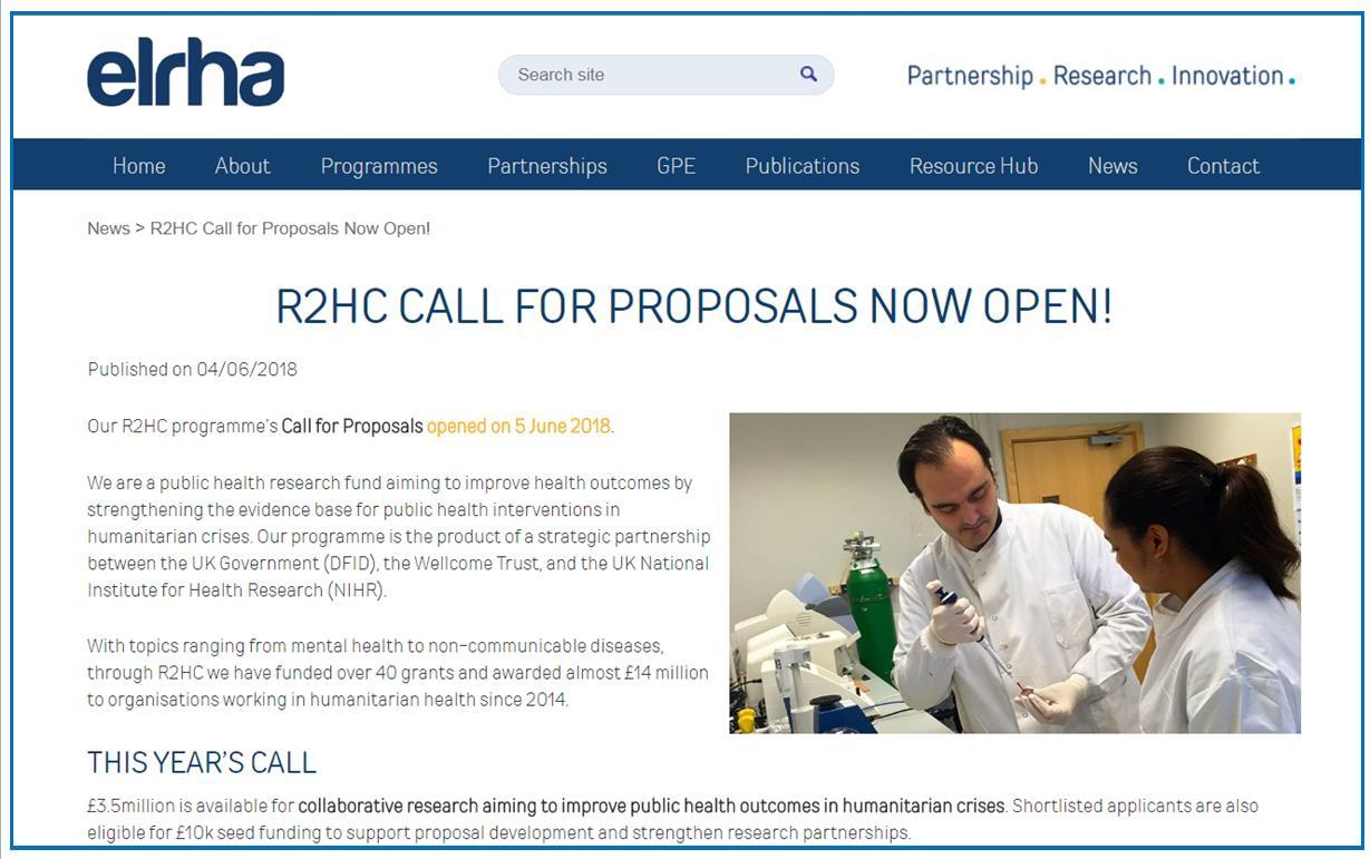 ELRHA: Research for Health in Humanitarian Crises (R2HC) 6th Call for ...