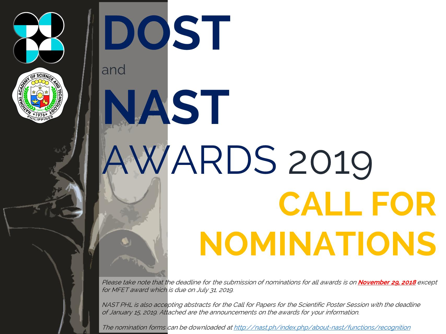 Call for nominations: NAST and DOST awards for 2019 - University of the ...