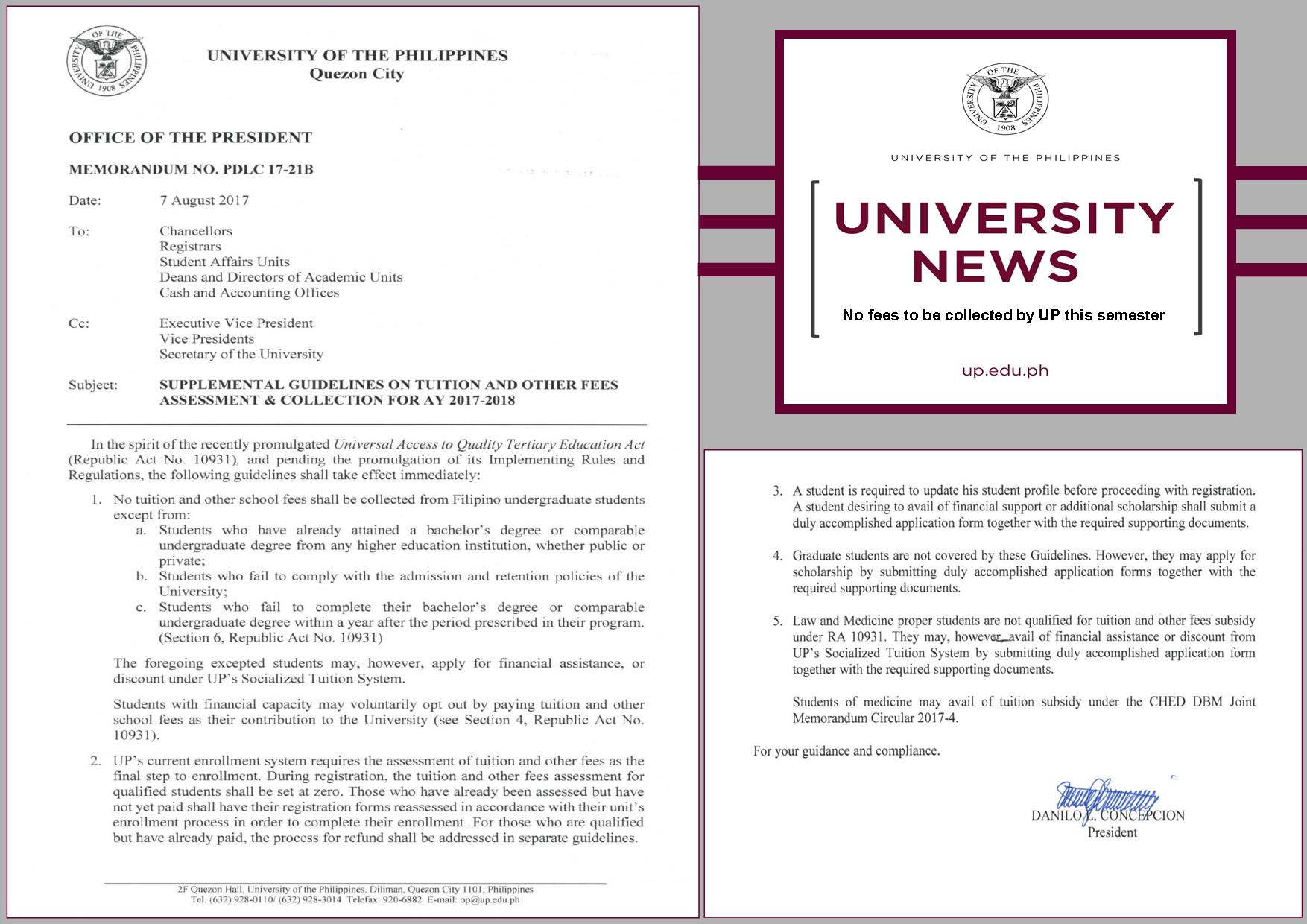 Memo No. PDLC 17-21B: No tuition and other school fees will be ...