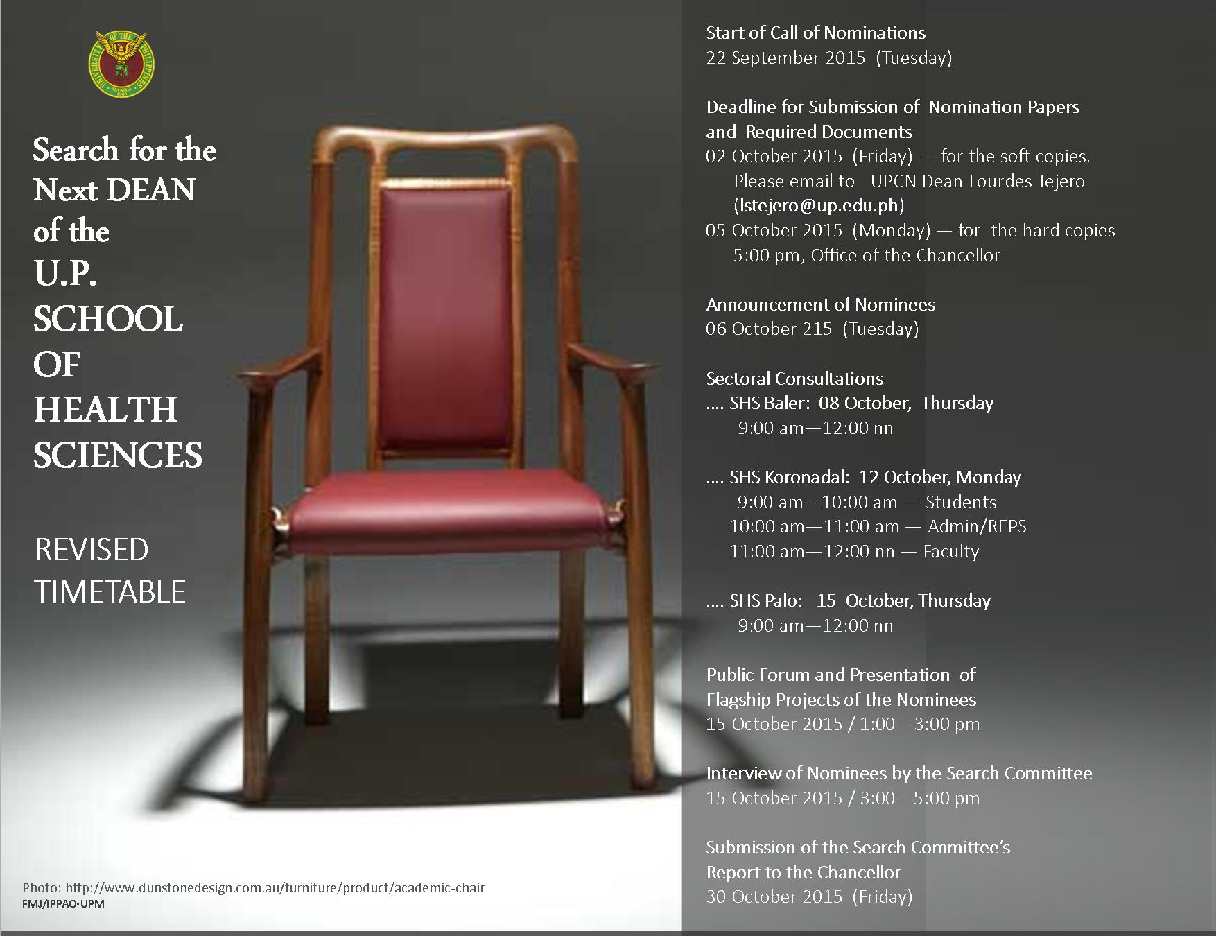 Search for the next UP-SHS Dean: EXTENDED! - University of the ...